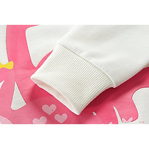 Little Hand Toddler Girls Shirts Dinosaur Heart Shirts Long Sleeve Ruffle Toddler Pullover White Sweatshirt 5t