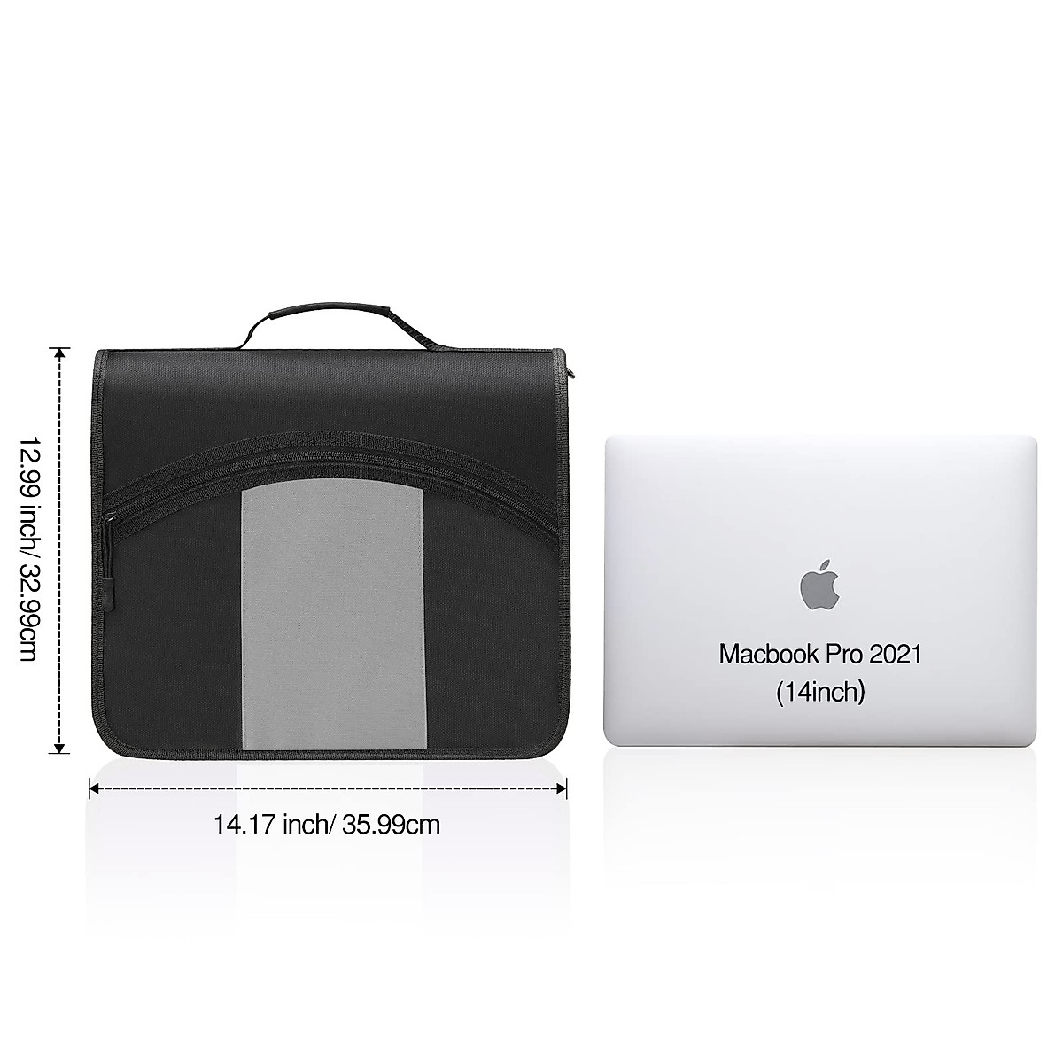 MoKo Zipper Binder, 3 inch 3 Ring Binder with Zipper, 600 Sheet Capacity Multi-Pocket School Binder Organizer, Handle and Shoulder Strap Included, Black & Gray