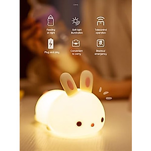 Dimanito Cute Kids Night Light Night Lamp Night Lights for Kids Bedroom Toddler Baby Portable Silicone Battery Led Nightlight Nursery (Cute Bunny)