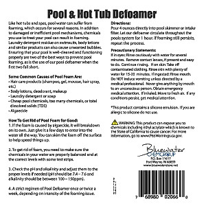 Pool & Hot Tub Defoamer, 1 Gallon, Quickly Eliminate Foam in Pool or hot tubs.