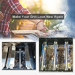 Criditpid Grill Repair Parts Kit for Nexgrill 720-0888N, 720-0888, 720-0830H, 720-0864, Grill Heat Plate Shields and Burner Tubes Replacement for Members Mark 720-0882D Grill Models