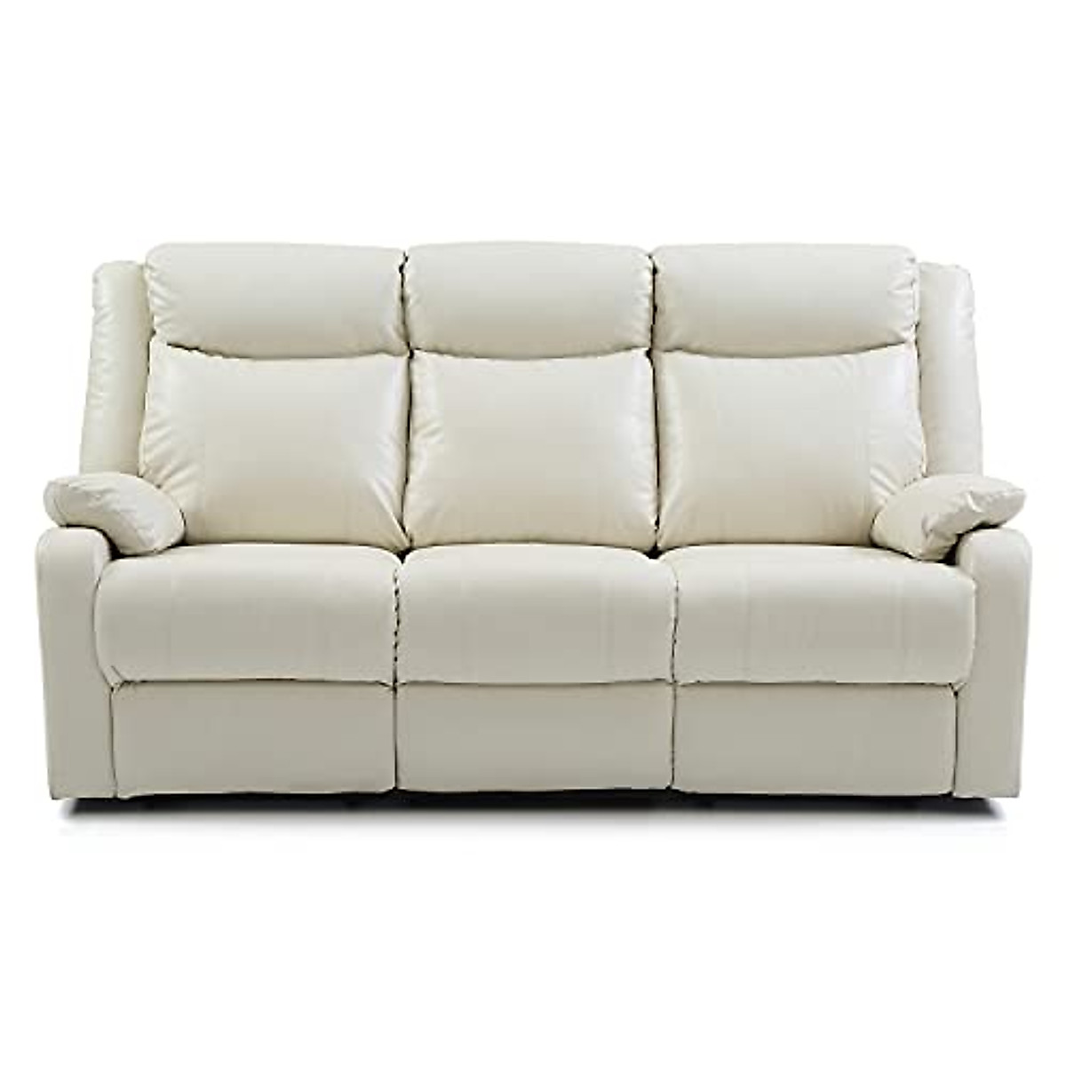 Glory Furniture Ward Faux Leather Double Reclining Sofa in Pearl