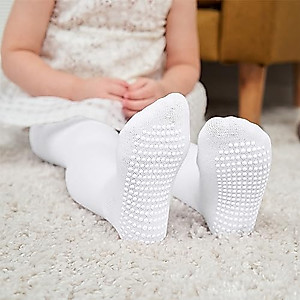 Toddler Tights with Grippers Baby Socks Leggings for Baby Girls Non Slip 2 t Tights Leg Warmers for Baby Stockings White with Grippers 12-18 Months