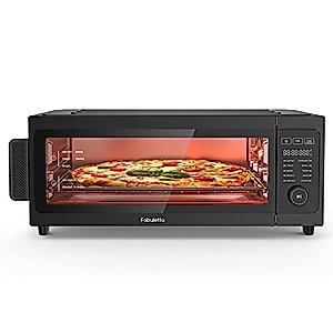 Air Fryer Toaster Oven Combo - Fabuletta 10-in-1 Countertop Convection Oven 1800W, Flip Up & Away Capability for Storage Space, Oil-Less Air Fryer Oven Fit 12" Pizza, 9 Slices Toast, 5 Accessories