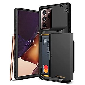 VRS DESIGN Damda Glide Pro for Galaxy Note 20 Ultra, with [4 Cards] [Semi Auto] Premium Sturdy Credit Card Slot Wallet for Samsung Galaxy Note 20 Ultra 5G Case 6.9 inch(2020) Black