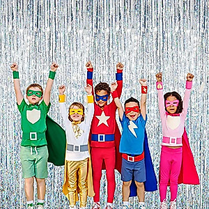 GOER 3.2 ft x 9.8 ft Metallic Tinsel Foil Fringe Curtains Party Photo Backdrop Party Streamers for Birthday,Graduation,New Year Eve Decorations Wedding Decor (1 Pack, Shiny Silver)