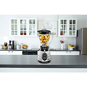 Oster BPCT02-BA0-000 6-Cup Glass Jar 2-Speed Toggle Beehive Blender, Brushed Stainless & Blender 6-Cup Glass Jar, Lid, Black and clear
