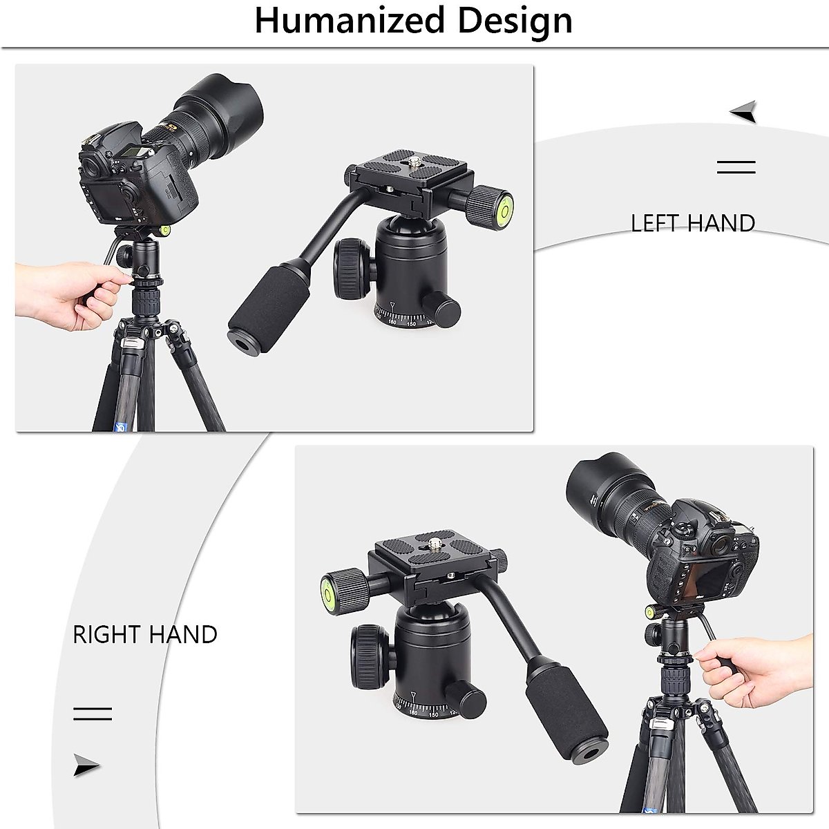 Ball Head with Handle All Metal CNC Panoramic Tripod Ball Head Camera Mount Ball Head with Two Quick Release Plates for Tripod, DSLR, Camcorder, Telescope，Max Load 22lbs/10kg（Black）