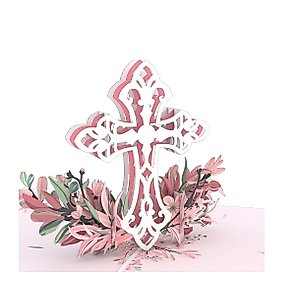 Lovepop Easter Pink Floral Cross 3-D Pop-Up Greeting Card