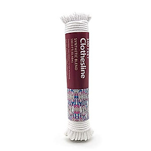 HOUERT Clothesline Rope, 3/16Inch X 100FT, Retracting Outdoors All-Purpose Rope for Laundry Line Dryer (1 Solid Rope, White)
