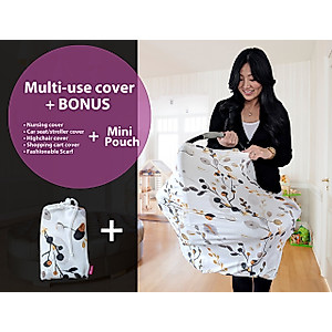 Pobi Baby Car Seat Covers and Nursing Cover - Soft and Stretchy Unisex Pattern (Luxury)