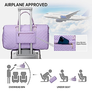 Duffle Bag for Travel, Weekender Bag with Shoe Compartment, Carry On Overnight Bag for Women with Toiletry Bag, Gym Bag with Wet Pocket, Hospital Bags for Labor and Delivery Lavender Purple