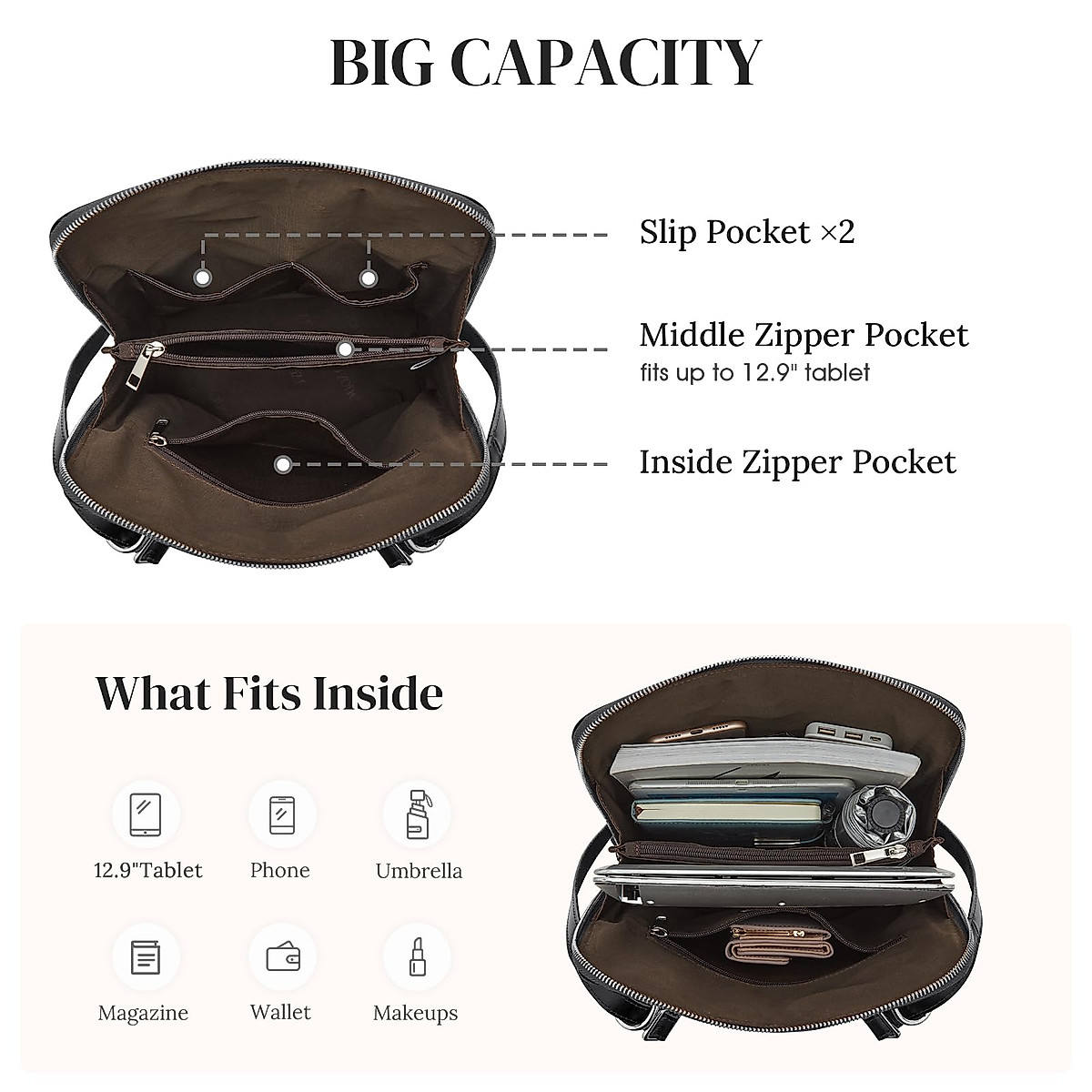 S-ZONE Women Leather Backpack Purse Casual Convertible Shoulder Bags Fashion Rucksack Daypack