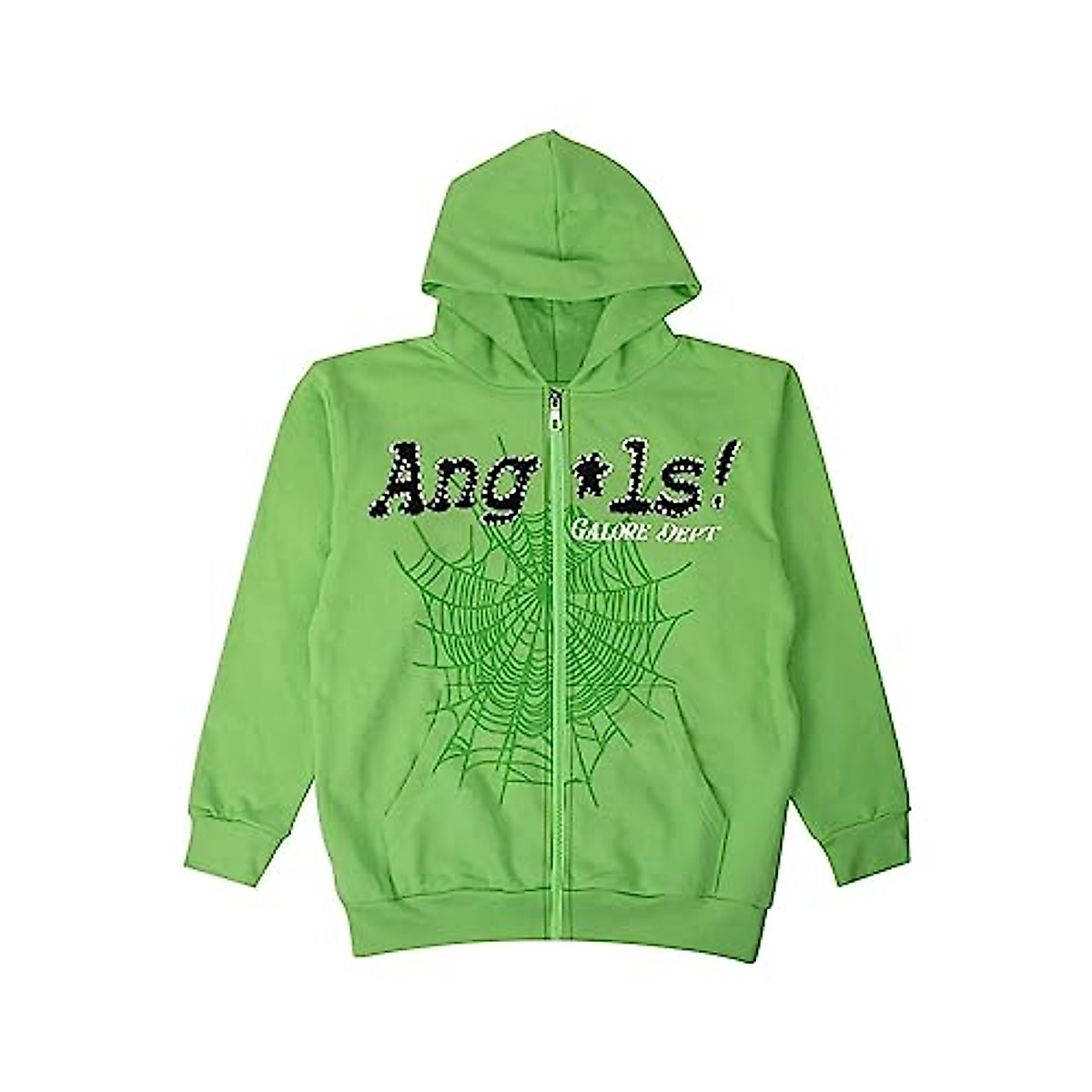 Women Men Spider Web Graphic Full Zip up Hoodies Y2K Vintage Punk Oversized Jackets Streetwear Gothic Sweatshirt (A-Green, S)