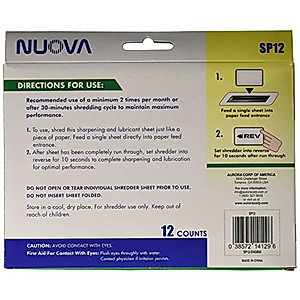 Nuova SP12 Shredder Sharpening & Lubricant Sheets, 12 Count