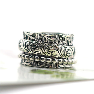 ENERGY STONE Dancer Sterling Silver Meditation Spinner Ring (Style US61) (9.5)