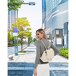 DQinLit Plush Backpack Purse Bag Small Soft Faux Fur Cute Furry Stylish Casual Handbags Off-White