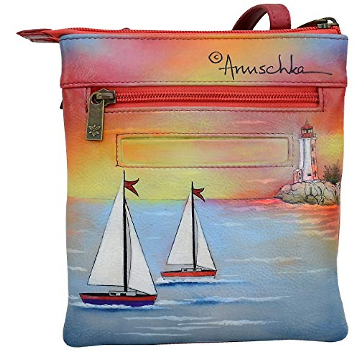 Anuschka Women's Hand Painted Genuine Leather RFID Blocking Triple Compartment Travel Organizer - Guiding Light