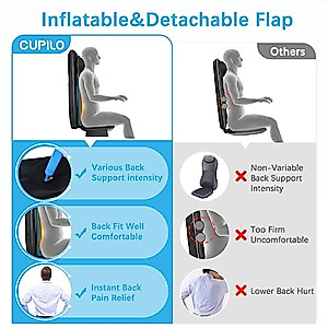 CuPiLo Shiatsu Back Neck Massager with Heat, Kneading Full Body Massage Chair for Back Pain, Inflatable Flaps, Electric Massage Seat Cushion, Seat Massage Pad, Christmas Gifts for Dad, Mom, Him, Her