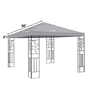 BenefitUSA G245-GREY Top Patio Pavilion Sunshade Polyester Single Tier Replacement Gazebo Canopy Cover, 10" L x 10" H, Grey