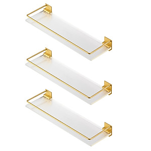 LUOBAO Acrylic Bathroom Rack,Acrylic Bathroom Shelves, Wall Mounted Acrylic Bathroom Rack,Floating Shower Corner Shelf,Shower Shelves for for Storage & Display