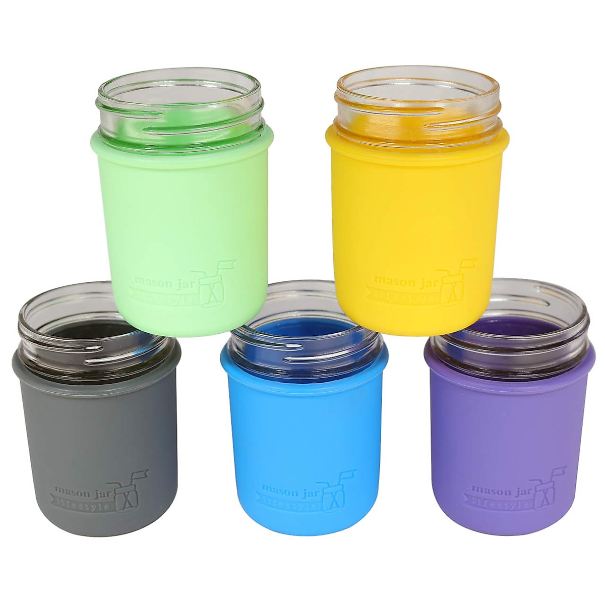 Wide Mouth Pint 16oz Silicone Sleeves/Jackets for Protecting Ball, Kerr, Canning Jars by Mason Jar Lifestyle (Ultra Violet, 2 Pack)