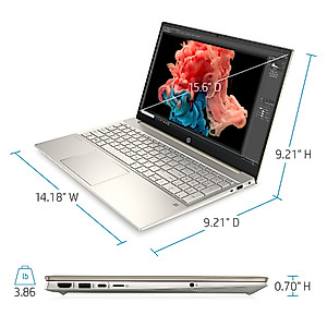 HP Pavilion Touchscreen i7 Laptop, 15.6" FHD Touch, 32GB RAM, 2TB PCIe SSD, Backlit Keyboard, Wi-Fi 6, Bluetooth, Thunderbolt 4, Windows 11 Home, Lunar Gold