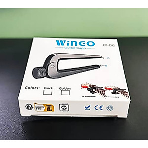 WINGO Wide Guitar Capo Fit for Acoustic Classical Electric Guitar, Bass, Mandolin, Banjos, Ukulele, Black