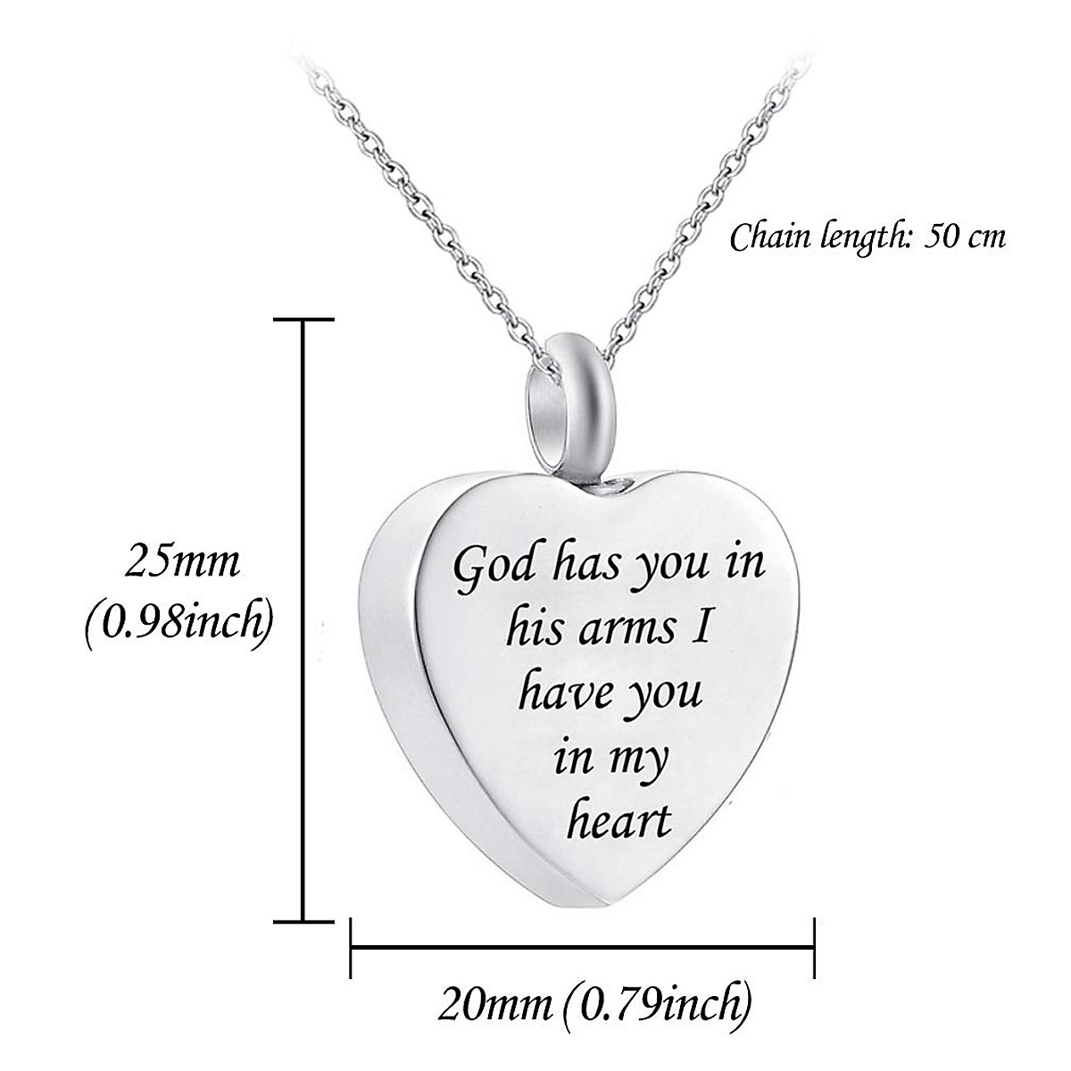 weikui God has You in his arms with Angel Wing Charm Cremation Ashes Jewelry Keepsake Memorial Urn Necklace with Birthstone Crystal (December)