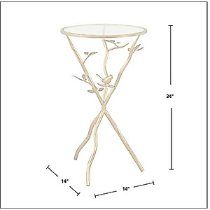 FirsTime & Co.® Gold Bird and Branches Outdoor Tripod Table, American Crafted, Metallic Gold, 14 x 14 x 24 ,