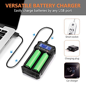 Universal Battery Charger 18650 Charger, Zanflare C2 Smart Charger LCD Display Quick Charge for Rechargeable Batteries Ni-MH Ni-Cd AA AAA SC, Li-ion 18650 26650 26500 22650 18490 17670,USB 5V 2A