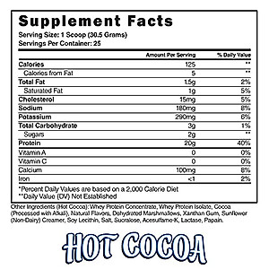 Steel Supplements Whey-Pro | 100% Pure Whey Protein Powder for Men and Women | Hot Cocoa | Muscle Gain & Lean Muscle Recovery | Gluten Free | 1.69 lbs | BCAA 5g | Non-GMO | 25 Servings