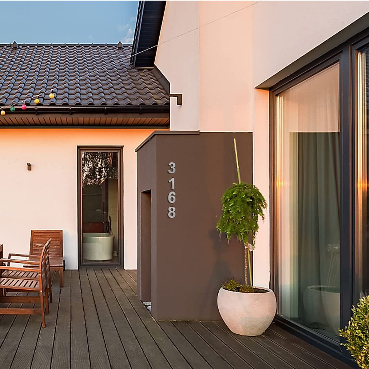 Fitous 6 inch Floating House Number For Outside, Stainless Steel Metal Modern Address Sign Numbers for Mailbox,Home Door,Warehouse Silver Number 4