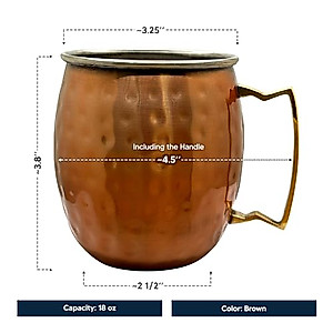 Personalized Custom Brown Mug Hammered Finish Moscow Mule with Brass Handle | Bold Earth Monogram Engraved Bar Style Cup, 18 oz | Single