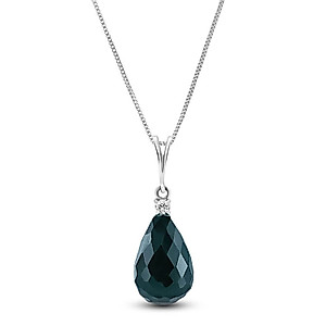 Galaxy Gold GG 14k Solid Gold 18" Necklace with briolette Emerald COLOUR GREEN SAPPHIRE Pendant