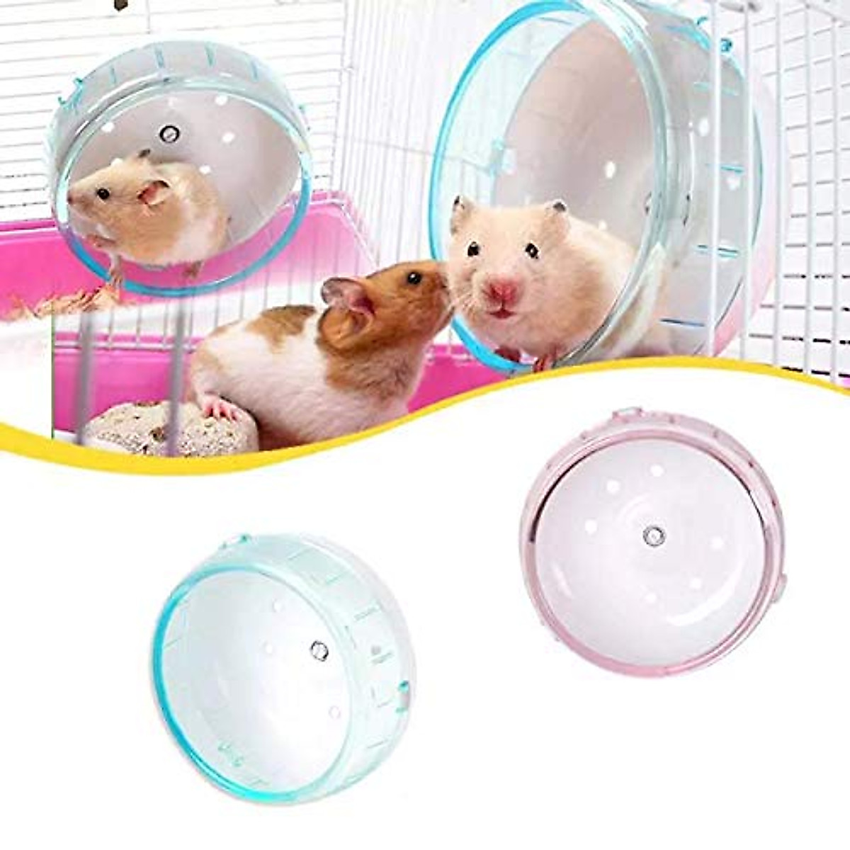 gutongyuan 5.5inch Small Pets Guinea Pig Hamster Wheel Running Sports Round Wheel Hamster Cage Accessories Gerbil Exercise Wheel for Animal Pet Toy (Blue)