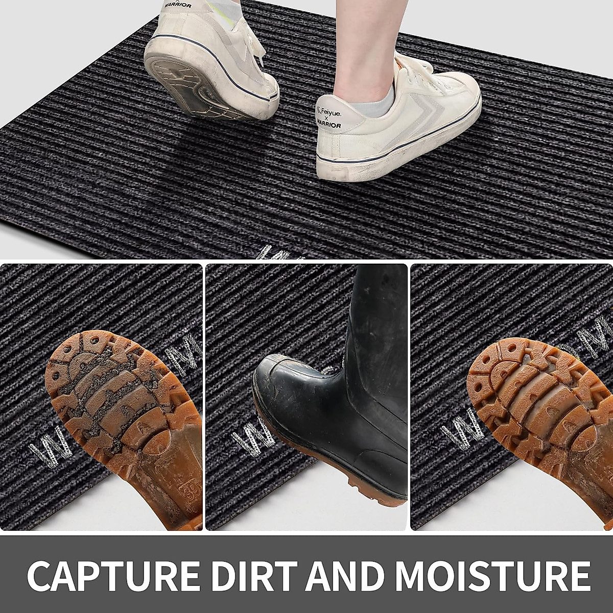 LYGLIGH Welcome Door Mat Outdoor: Sturdy Front Door Mats Indoor Entrance, Stain and Fade Resistant, Non-Slip Low Profile Washable Doormat, Trap Dirt and Moisture Floor Mat, 35"x24", Dark Gray.