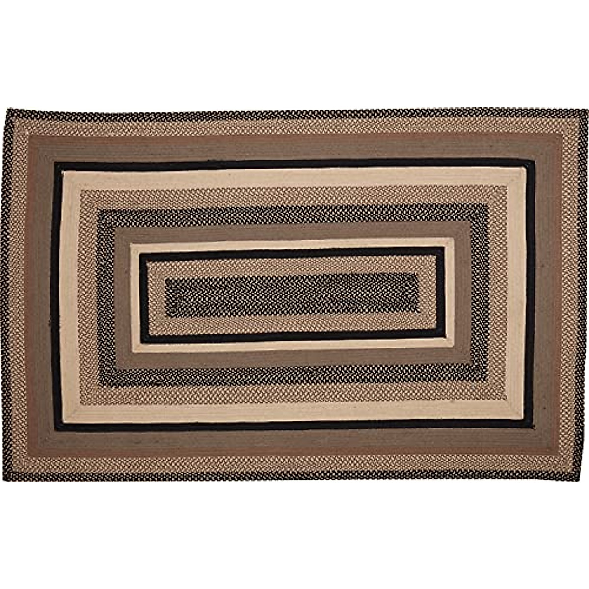 VHC Brands Jute Area Rug with Non-Skid Pad, Rectangular, Black & Tan, 60x96