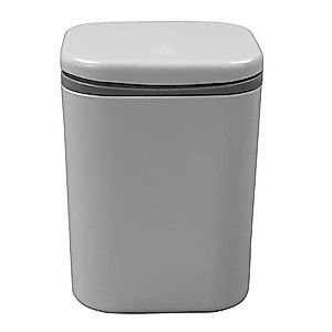 Bringer 0.5 Gallon Plastic Tiny Waste Can, Mini Trash Can with Lid, Gray