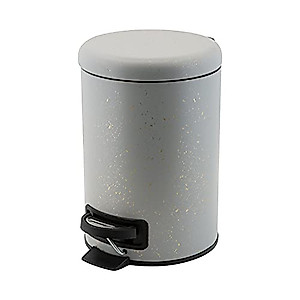 Elle Décor Step Bin with Lid Trash Can | Dimensions: 8.7"x 6.7"x 9.8" | 3 Liter | Speckled Design | Bathroom Accessories | Easy Open and Close | Grey