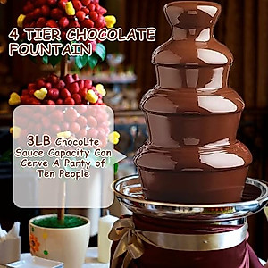 Stainless Steel Electric Chocolate Fondue Fountain Machine 4-Pound Capacity (4 Tier)