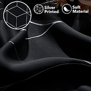 Deconovo Blackout Grommet Thermal Insulated Silver Foil Printed Curtains, Black/Diamond, 42W x 63L