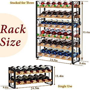 X-cosrack Stackable Rustic 36 Bottle Wine Rack, Freestanding Floor Wine Holder Stand Can Used Separate or Stacked 6 Tier Wobble-Free Wine Display Storage Shelf for Kitchen 24.5''L x 8.6''W x 33.4''H