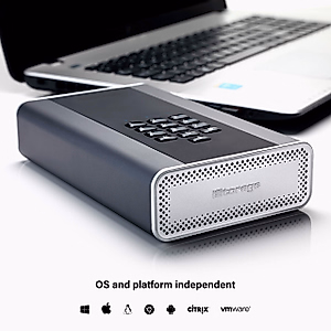 iStorage diskAshur DT2 2TB Secure encrypted portable desktop hard drive, FIPS Level 2 certified - Password protected, dust and water resistant, military grade hardware encryption IS-DT2-256-2000-C-G