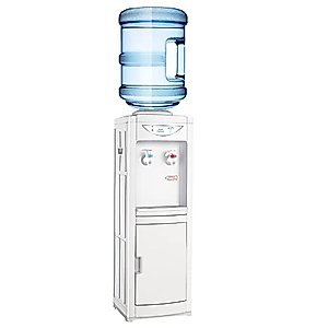 Water Cooler Dispenser 5 Gallon, Water Dispenser Hot & Cold Top-Loading Water Cooler for 5 Gallon Bottle with Child Safety Lock Removable Drip Tray & Storage Cabinet for Home Office