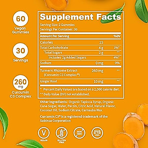 WellPath Vital Turmeric Gummies + Ginger - Joint Support Curcumin Supplement, Turmeric Curcumin C3 Complex, Tasty Alternative to Capsules, Turmeric & Ginger Root, Tropical Flavor Chews, Vegan, 60 Ct