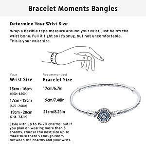 LENDPLEX 925 Sterling Silver Heart Clasp Snake Chain Bracelet Fit for Charm Bracelet-Evil eye 7.1 inch