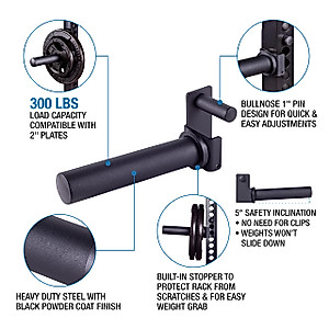 Amstaff Olympic Weight Plate Holder for Power & Squat Racks – Available 2x2 – 2.5x2.5 – 3x3 Inch Tube Sizes – 9-inch Weight Plates Horn Storage Attachment for Power Squat Rack – (Pair) (2.5" x 2.5")