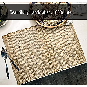 Chardin Home Eco-Friendly Natural Jute/Hemp Placemats 13''x''19, Set of 4 Natural/Beige Table Mats | Perfect for Holidays, Thanksgiving, Christmas, or Everyday Meals