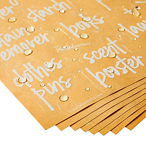 Talented Kitchen 141 Laundry Room Labels for Jars and Containers, Preprinted White Script Stickers for Linen Closet, Bathroom Organization, Cleaning Supplies (Water Resistant)